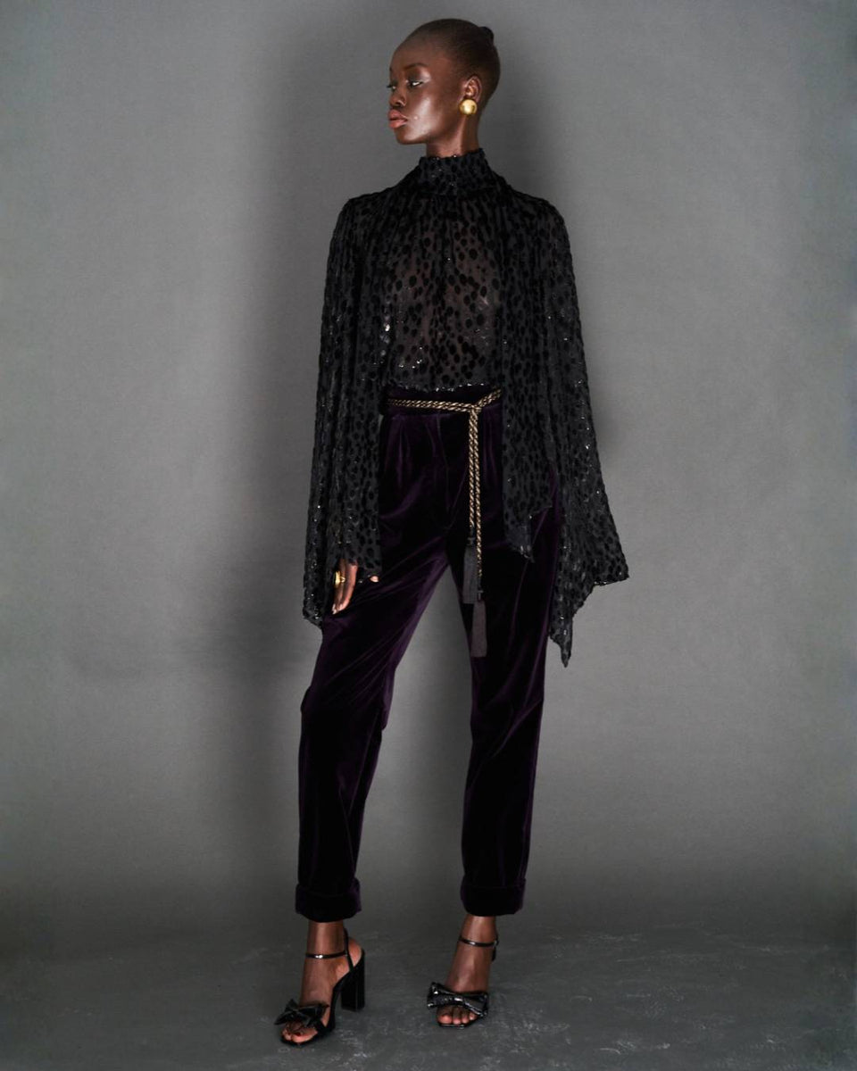 DRAMATIC VELVET SPOT BLOUSE – 73LONDON
